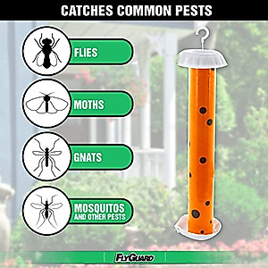 FLY GUARD 1155-10-EC Ready to Use Indoor/Outdoor Fly Catcher Glue Stick 10-3/8"L, Hang/Stnd, 10/PK, Yellow