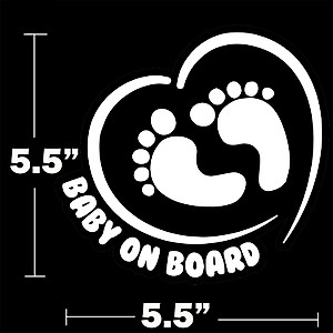 TOTOMO Baby on Board Sticker for Cars Funny Cute Safety Caution Decal Sign for Car Window and Bumper No Need for Magnet or Suction Cup - Footprint in Heart