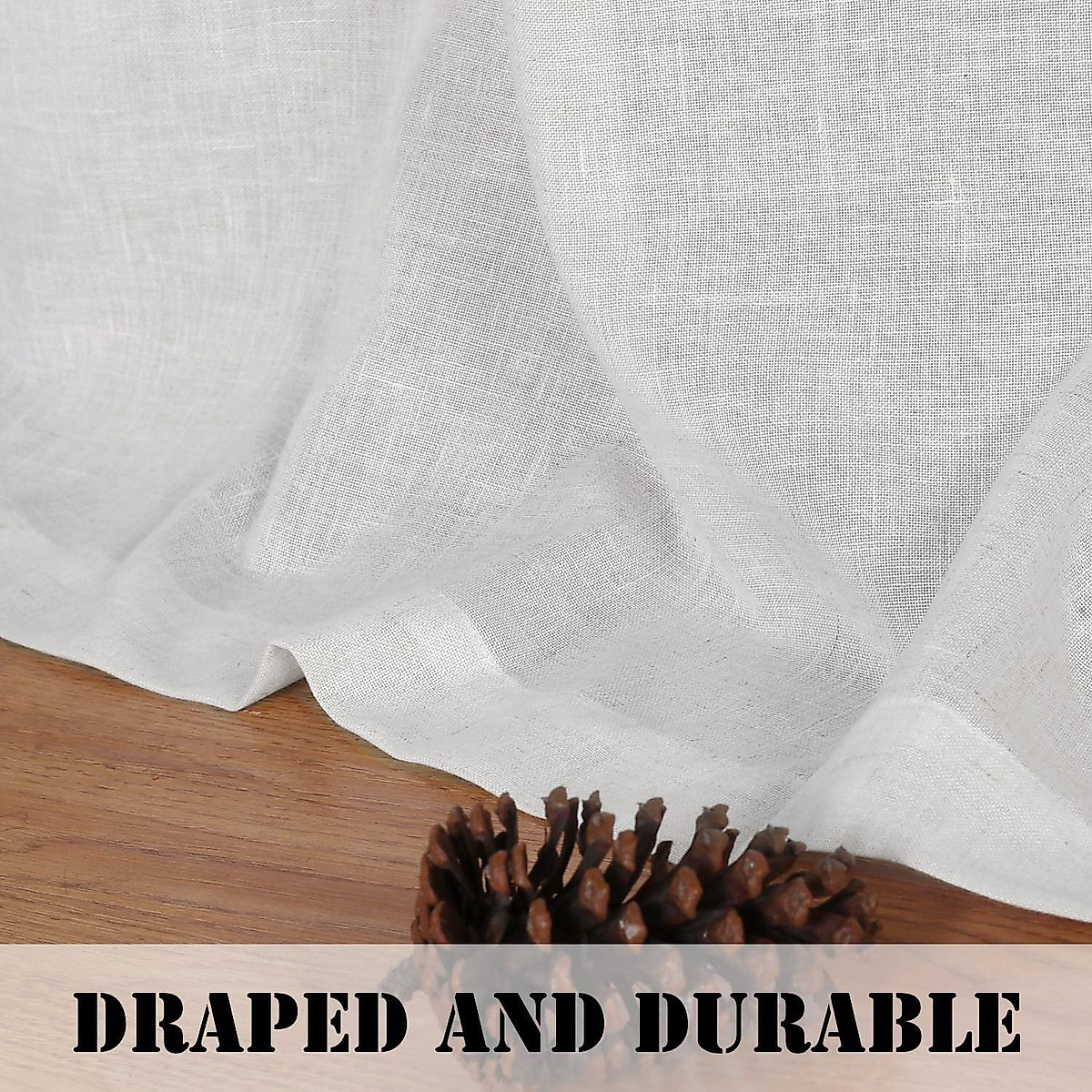 H.VERSAILTEX White Linen Curtains 108 inches Long Linen Curtains, Natural Linen Blended Curtains Tab Top Window Treatments Panels Drapes for Living Room/Bedroom Light Filtering Curtains 2 Panels