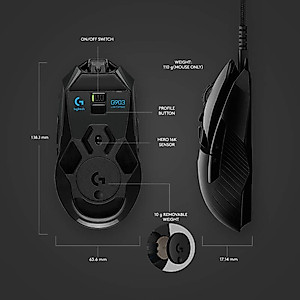 Logitech G903 Lightspeed Wireless Gaming Mouse & G613 Lightspeed Wireless Mechanical Gaming Keyboard, Multihost 2.4 GHz + Blutooth Connectivity - Black