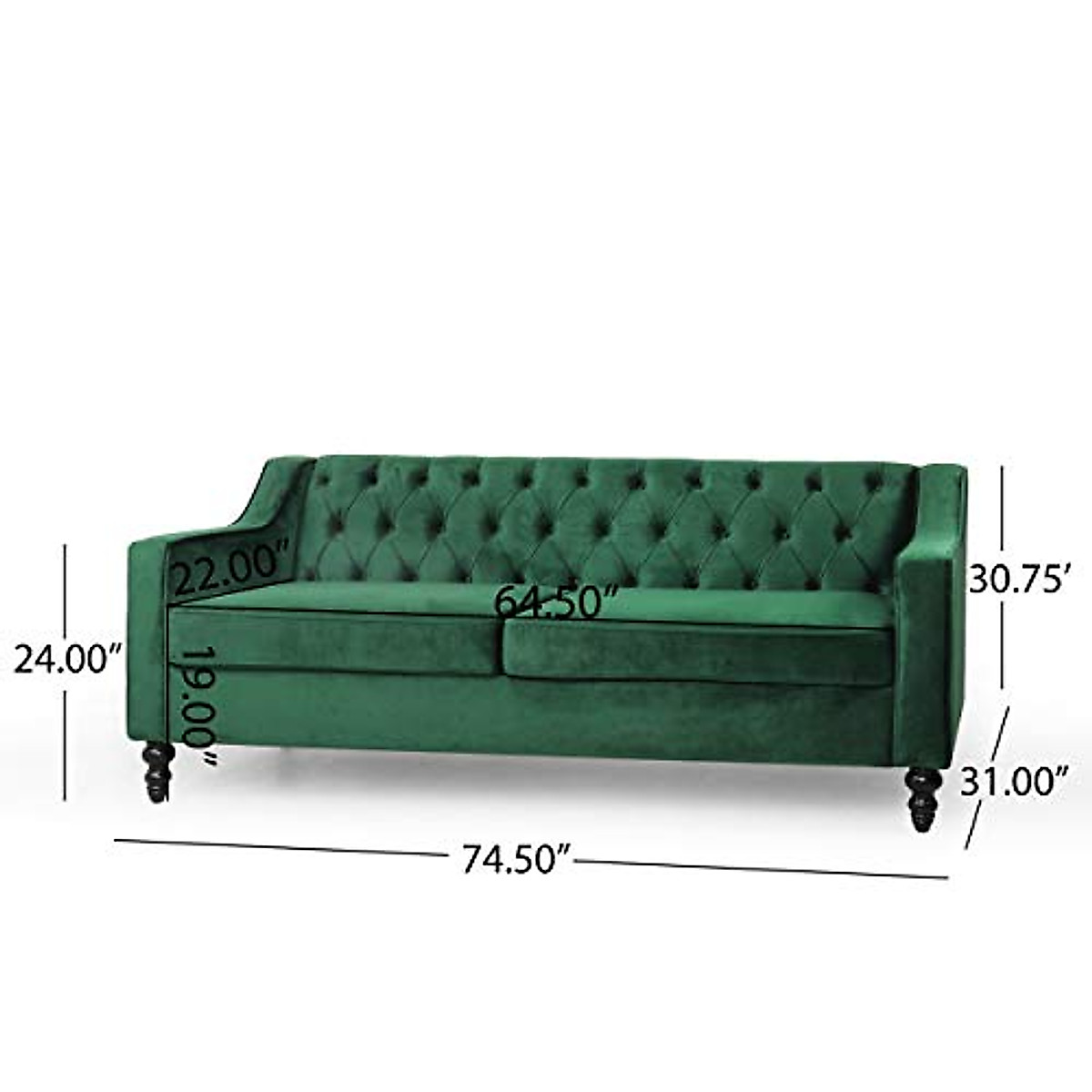 Christopher Knight Home Knouff Sofas, Emerald + Dark Brown
