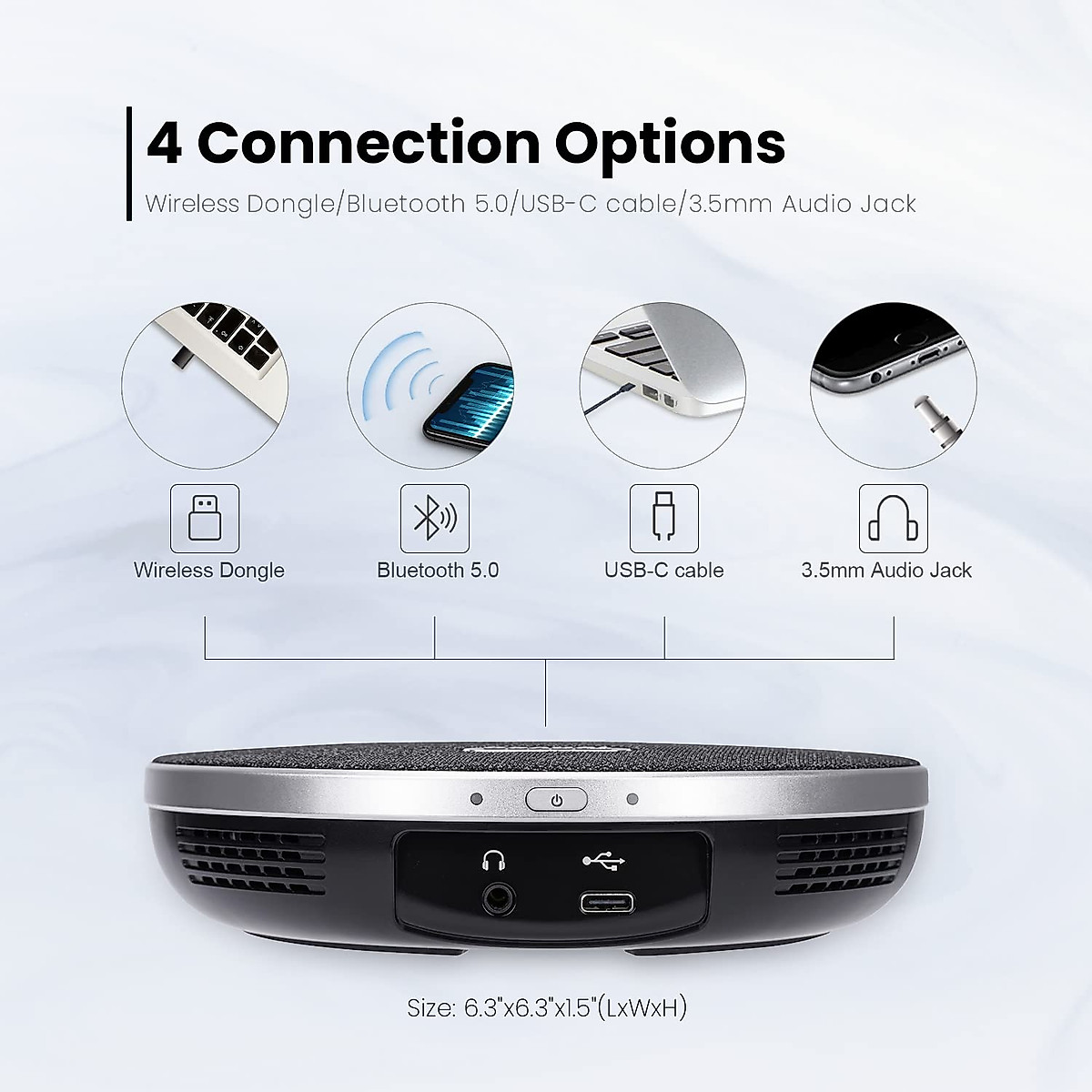 TONGVEO 4K Conference Room Camera System, AI Auto-Tracking PTZ Camera 5X Digital Zoom with Wireless Bluetooth Speakerphone Set USB 124-Degree Wide-Angle for Zoom Skype Teams OBS and more