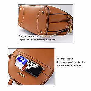 LA DEARCHUU Backpack Purse for Women Leather Backpack, Double Zipper Casual Backpack Fashion Travel Backpack Shoulder Backpack, Brown