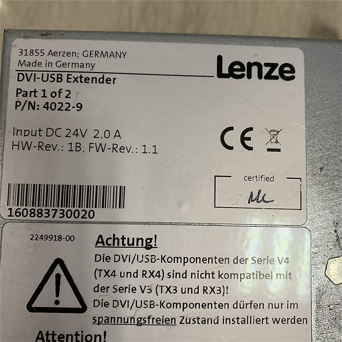 DVI/USB TX4 Extender DC 24V in Stock Used in Excellent Condition Fully Tested