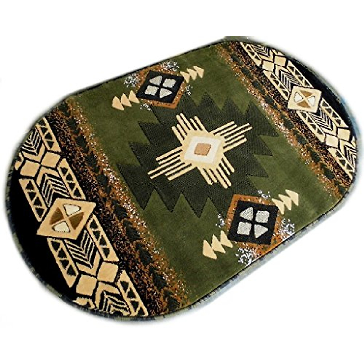 Southwest Native American Area Rug Sage Green (3 Feet X 5 Feet Oval)