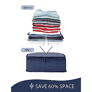 DIMJ Packing Cubes for Travel, 8 Set Luggage Packing Organizers Lightweight Suitcase Storage Bag with Multiple Sizes Travel Bag for Clothes Shoes Cosmetics Toiletries (Navy blue)