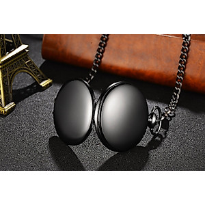 LYMFHCH Classic Smooth Vintage Quartz Pocket Watch, Arabic Numerals Scale Mens Womens Watch with Chain Christmas Graduation Birthday Gifts Fathers Day