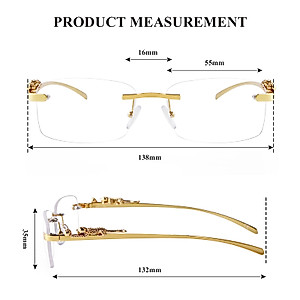 piscm Vintage Rimless Rectangle Sunglasses for Women Men,Trendy Gold Metal Frameless Square Sun Glasses Transparent Eyewear(Gold/Clear)