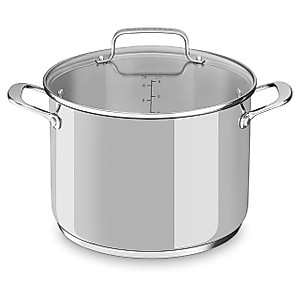 KitchenAid Stainless Steel 8-qt. Stockpot with Glass Lid Oven safe Dishwasher KC2S80SCLS