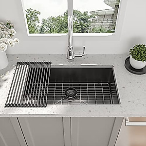32 Inch Black Undermount Kitchen Sink - Beslend 32"x19"x10" Stainless Steel Gunmetal Black 16 Gauge 10 Inch Deep Single Bowl Basin
