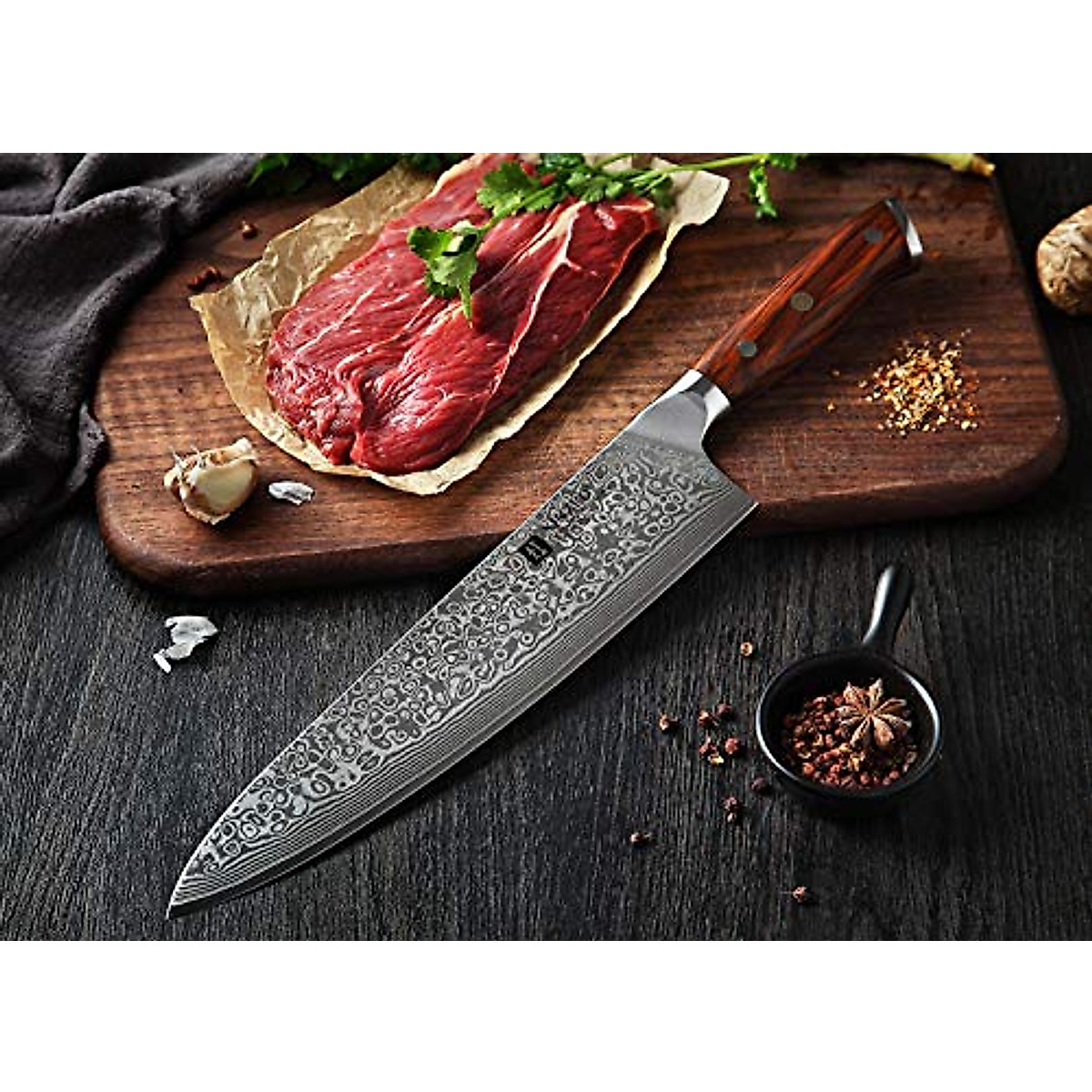 XINZUO 10 Inch Damascus Chef Knife Kitchen Knife Sharp Gyuto Knife Stainless Steel Fashion Professional Chef's Knife with Rosewood Handle