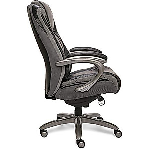 Serta Big and Tall Smart Executive Office ComfortCoils, Ergonomic Computer Chair with Layered Body Pillows, Big & Tall, Adjustable Height, Faux Leather, Black and Gray