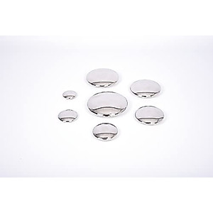 TickiT Sensory Reflective Silver Buttons - Set of 7 - Mirrored Discs for Babies and Toddlers Aged 0+ – Stainless-Steel, Sensory Stacking Pebbles - Stunning Nursery Decor