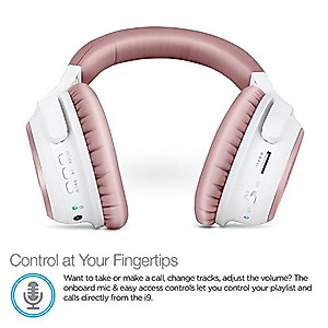 Naztech i9 Wireless Active Noise Cancelling Headphones. Up to 30 hrs Playtime for iPhones, Smartphones, Tablets, Computers / Airplane Adapter Included