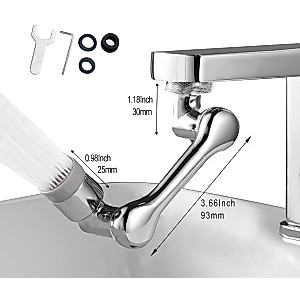 DAPAGENY 1080° Rotating Faucet Aerator Universal Splash Filter 1080 Degree Big Angle Swivel Extender Kitchen Tap Extend Bathroom Sink Gargle Face Wash Faucets Bubbler (Single Mode), 4.33''x2.2''x2''