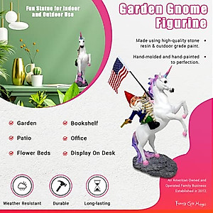 Funny Guy Mugs Garden Gnome Statue - The Ultimate Trio: Cat, Gnome & Unicorn Statue - Indoor/Outdoor Garden Gnome Sculpture for Patio, Yard or Lawn