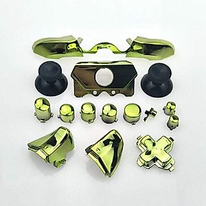 Full Set Chrome Dpad Bumpers Triggers Buttons RT LT RB LB Button ABXY Buttons with Thumbstick for Xbox One Elite Xbox One E Controller Replacement (Silver)