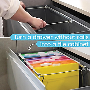 Blue Summit Supplies Letter Size Hanging File Bars, 2 Pack, Sturdy Steel Metal File Cabinet Bars for Hanging Files on Desktop or in File Drawers, Set of 2