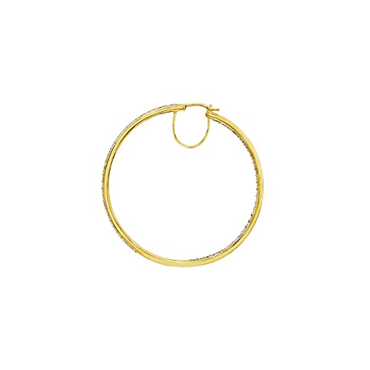 Amazon Essentials Yellow-Gold-Plated Sterling Silver Paved Infinite Elements Cubic Zirconia 2-Inch round Hoop Earrings (7 cttw), (previously Amazon Collection)