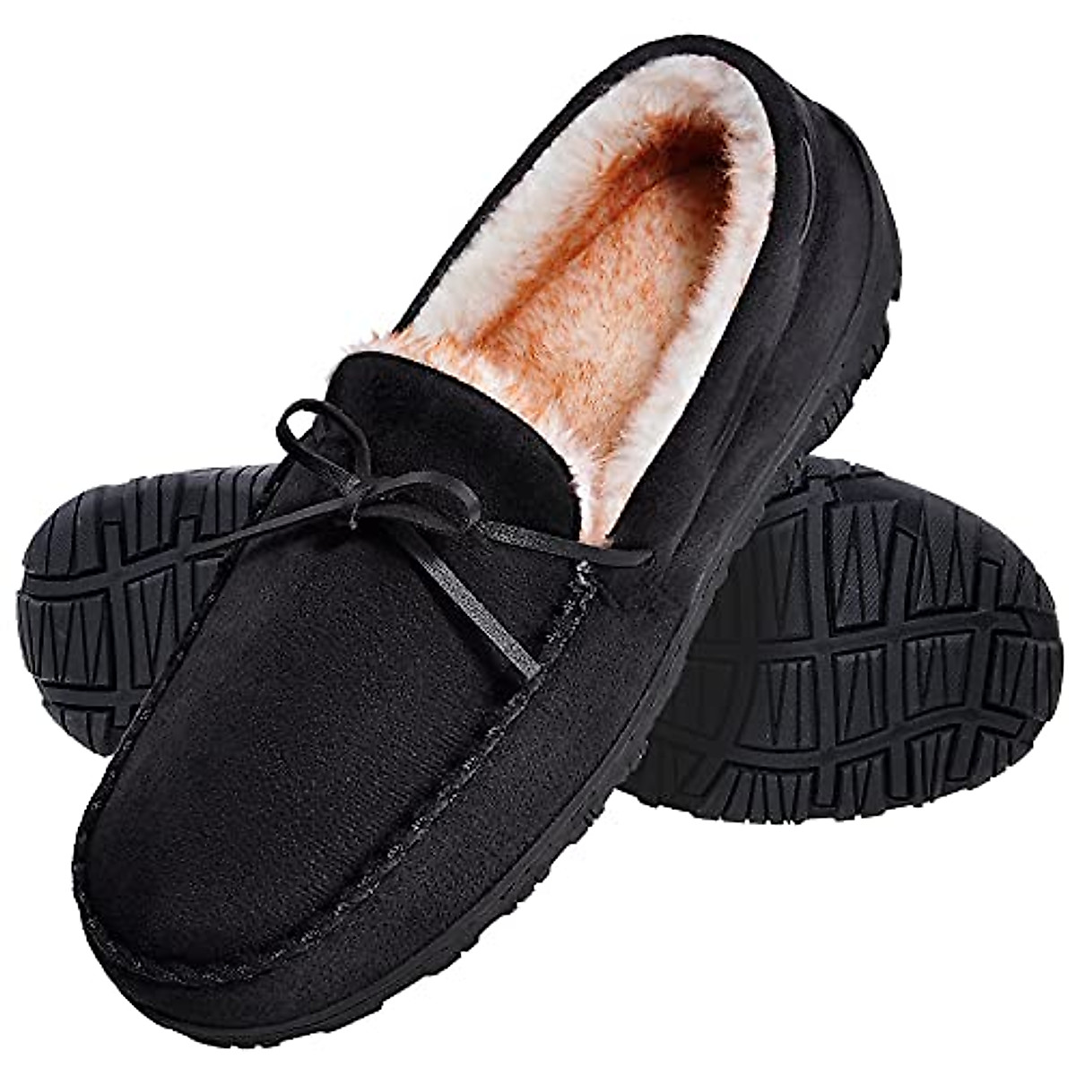 Amazon Essentials Men's Warm Plush Slippers, Black, 12
