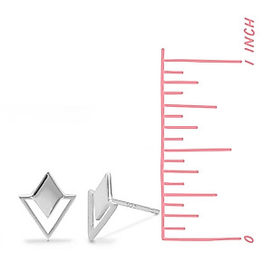 Boma Jewelry Sterling Silver Geometric Diamond & Triangle Stud Earrings