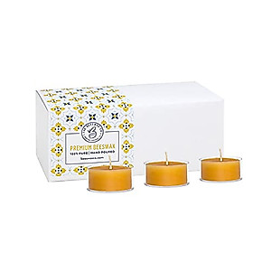 The Beeswax Co Tea light Beeswax Candles - Natural Honey Scented - For Home - Long-Lasting & Eco-Friendly - Cotton Wick - Slow Burning - Hand Poured Pure Organic Bees Wax - Set of 24 Tealights (Clear)