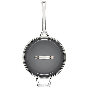 Le Creuset Essential Non-stick Ceramic Sauté Pan with Glass Lid, 4 ¼ qt.