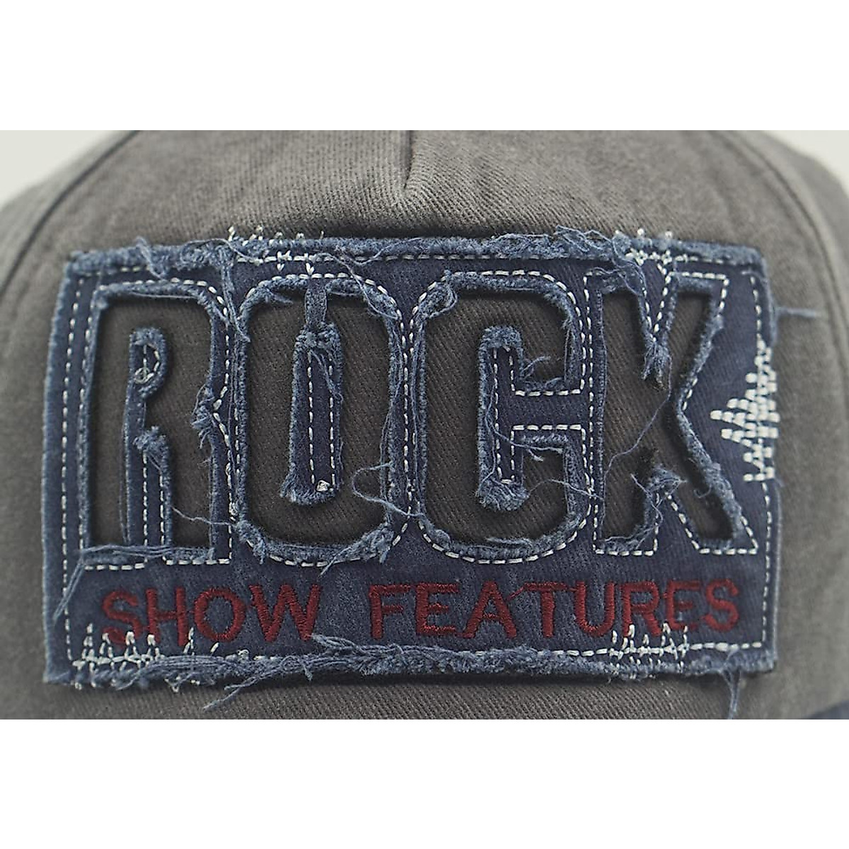 YULOONG Vintage Baseball Cap Embroidery Rock Washed Denim Trucker Cap 100% Cotton Sun Hat for Men Women Adjustable Size Grey