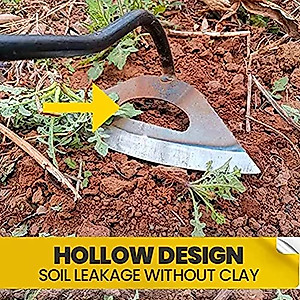 2Pcs Gardening Tools Hollow Hoe, All-Steel Hardened Hollow Hoe, Sharp Durable Garden Weeding Tools, Hoe Garden Tool Hand Shovel Weed Puller for Backyard Loosening Farm Planting Weeding (Hand Holding)