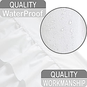 WestWeir White Ruffle Kitchen Valances for Windows- Valance Curtain for Living Room,Farmhouse Decor 50 w x 18 inch Length 1 Panel