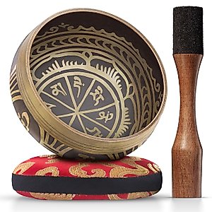 Tibetan Singing Bowl Set – Authentic Hand-Tuned Sound Bowl for Meditation – Complete Meditation Bowl Kit with Cushion, Mallet & Guide – Perfect Tibetan Bell for Yoga, Relaxation, & Sound Healing