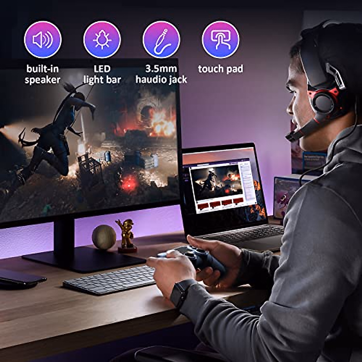 PS-4 Controller Dual-shock 4 Wireless Compatible for PS-4/Pro/Slim/Wireless Play-Station 4 Controller with paddles PS-4 Remote Controller for PC 6-Axis Motion Sensor Turbo，1000mAh