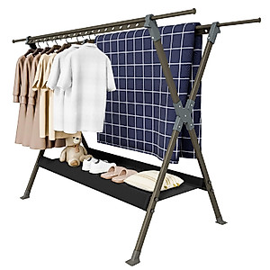 90 Inches Outdoor Clothes Drying Rack Foldable,Retractable Large Drying Rack Clothing,Heavy Duty Aluminum Laundry Drying Rack Collapsible with 42 Windproof Hooks and Drying Mesh for Outdoor Indoor