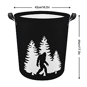 Bigfoot Trees Forest Oxford Cloth Laundry Basket with Handles Storage Basket for Toy Organizer Kids Room Nursery Hamper Bathroom