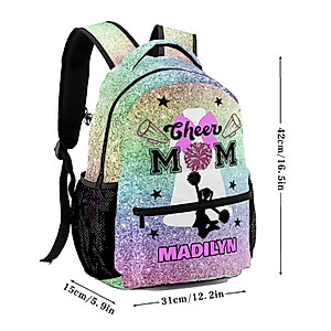 Deven Cheerleader Girl Rainbow Glitter Personalized Kids for Boy/Girl Teen Primary School Daypack Travel Bag Bookbag
