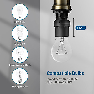 DEWENWILS Light Sensor Socket, E26 E27 Dusk to Dawn Sensor Socket, Light Bulb Socket for Light Fixtures, Compatible with Incandescent/CFL/LED/Halogen Bulbs, 6 Pack, Black