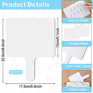 Sherr Dry Erase Answer Paddle Double Side Small White Boards Fan Blanks Auction Paddles Handheld Whiteboard for Classroom Students Kids Bidding Voting Scoring Activities(80 Pcs)