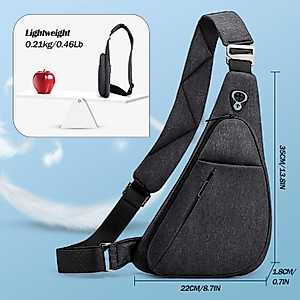 LKEX Crossbody Bag Anti-Theft Lightweight Casual Shoulder Backpack Sling Chest Bag Belt Rucksack for Travel Bicycle Sport（Dark Grey Right Hand）