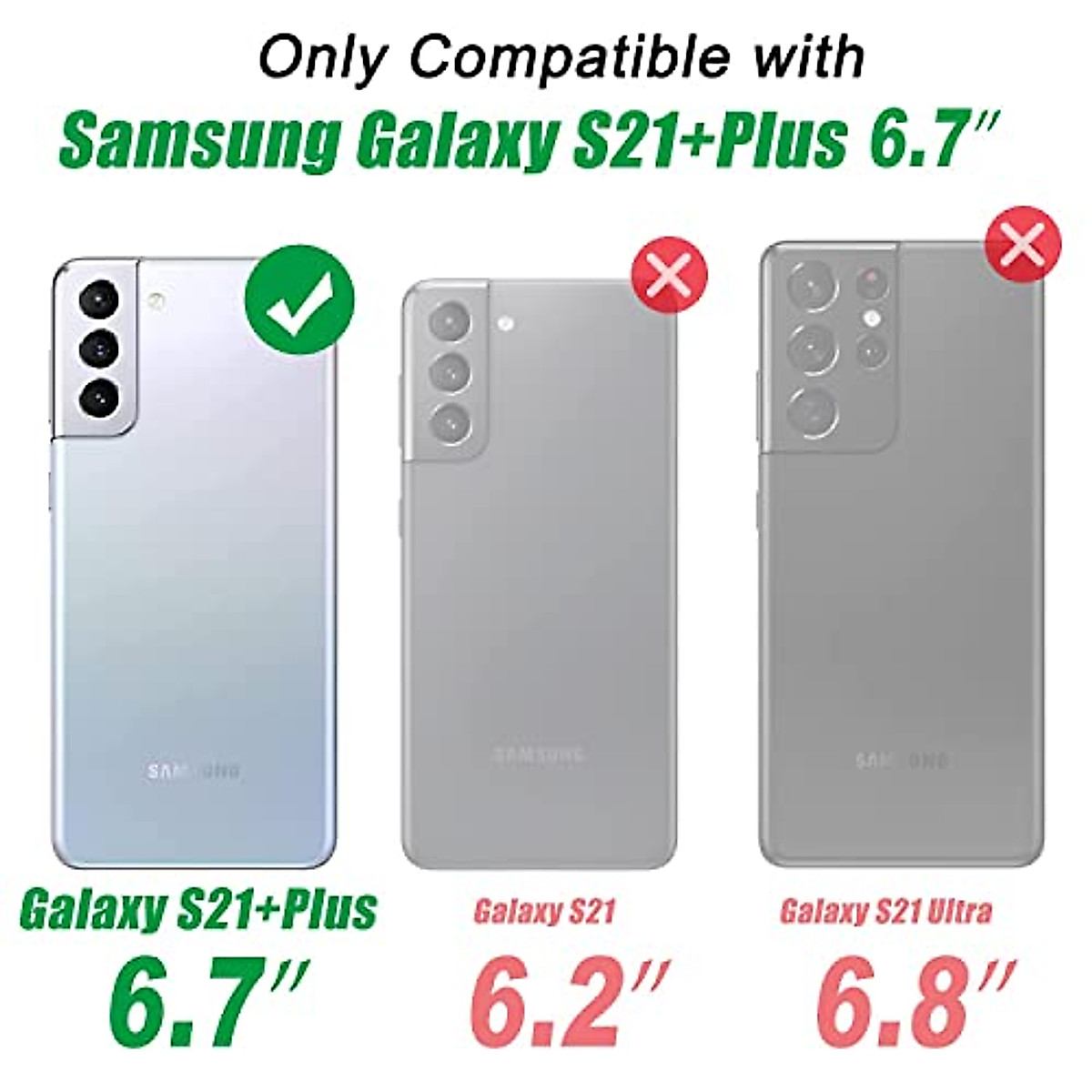 IKAZZ Galaxy S21 Plus Case,Samsung S21 Plus Cover Military Grade Shockproof Heavy Duty Protective Phone Case Pass 16ft Drop Test with Magnetic Kickstand for Samsung Galaxy S21 Plus Black