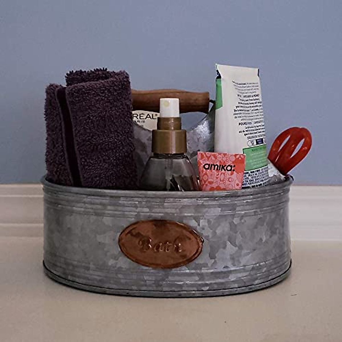 KOTINARA Rustic Bathroom Caddy Countertop - Farmhouse Bath Caddy - Galvanized Bathroom Caddy - A Perfect Farmhouse Bathroom Decor for your Home.