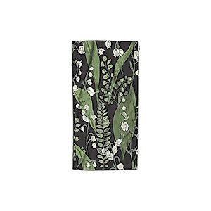 Moslion Lily Hand Towels 30Lx15W Inch Valley Fern Floral Buds Leaves Stems Hand Drawn Wildflower Spring Plant Hand Towels Kitchen Hand Towels for Bathroom Soft Polyester-Microfiber