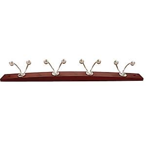 Spectrum Diversified Stratford Wood Hook Rack with 4 Double Satin Nickel Hooks, Walnut Finish