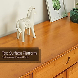 MoNiBloom Bamboo Shoe Storage Cabinet Shelf Stand with 2 Double Shutter Doors & 1 Drawer for 26-30 Pairs Entryway Hallway Living Room Bedroom, Brown