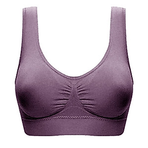 Ausyst 5 Pack Sports Bras Women Seamless Wirefree Solid Color Yoga Bra with Removable Pads for Women Fitness Vest Tops