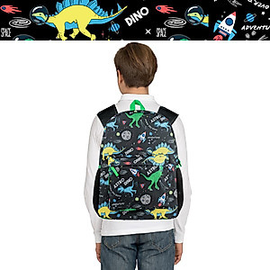 RALME Space Dinosaur Backpack for Boys, 16 inch, Black