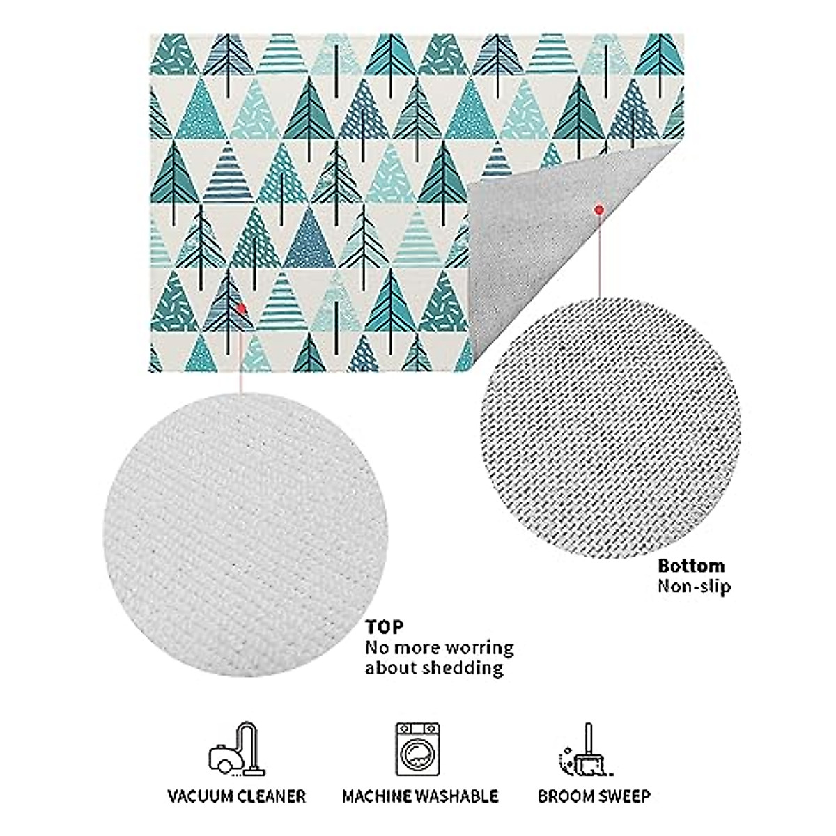 Indoor/Outdoor Door Mat Welcome Mats - Non-Slip Rubber Entryway Mats for Home High Traffic Area - Christmas Pine Tree Tile, 16x24 Inch