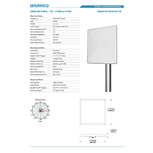 Tupavco TP544 WiFi Panel Antenna (5GHz) (22dBi) Outdoor Directional (4900-5850 MHz) Wireless Network Signal (Pole Mast Mount) Weatherproof High-Gain Long Distance Range (N-Female Connector)