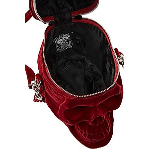 Killstar Grave Digger Blood Red Skull Gothic Velvet Handbag Purse KSRA001500