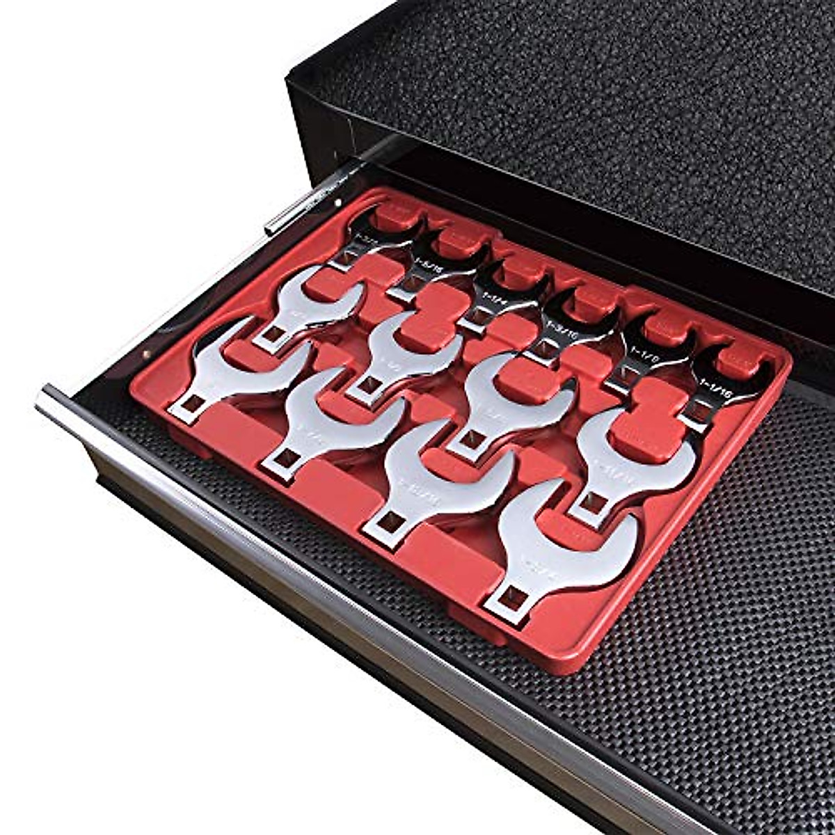 EFFICERE 14-Piece Premium 1/2" Drive Jumbo Crowfoot Wrench Set | Include Standard SAE Sizes from 1-1/16" to 2" with Storage Tray | Chrome Vanadium Steel and Mirror Chrome Finish
