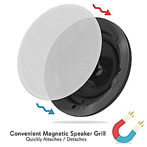 Pyle In-Wall and In-Ceiling Flush Mount Passive Speaker System - 5.25” Dual 2-Way Coaxial Speaker w/ ½ in. Tweeter, Rich Bass, 300 Watt Peak, Perfect for Home Surround Systems - 1 Pair (White)